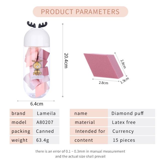 Lameila 15pcs Foundation Powder Puff Latex Free Wet And Dry Dual-Use ...